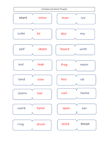 Compound Word Puzzle | Teaching Resources