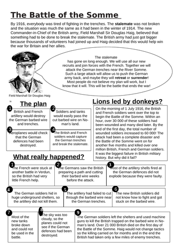 The Battle of the Somme WW1 - First World War Resource | Teaching Resources