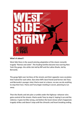 West Side Story work pack | Teaching Resources