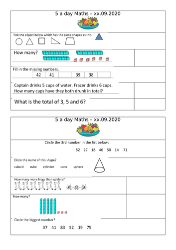 5 a day Maths Year 2 | Teaching Resources