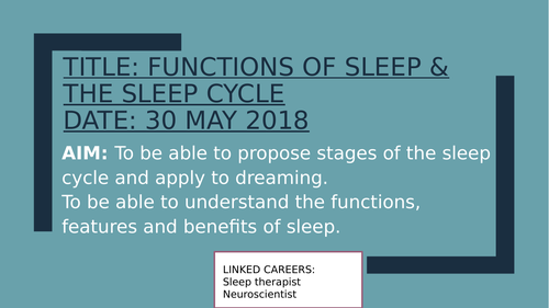 Psychology GCSE OCR- Functions of Sleep 3 hour lesson | Teaching Resources