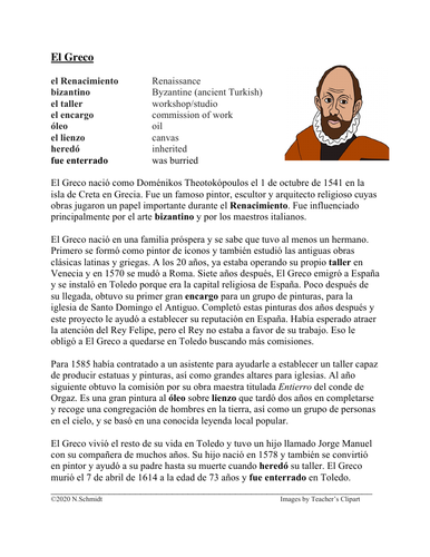 El Greco Biografía: Spanish Biography of Famous Artist | Teaching Resources
