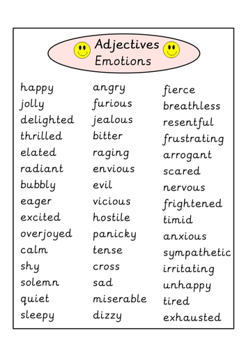 Adjectives - Emotions | Teaching Resources
