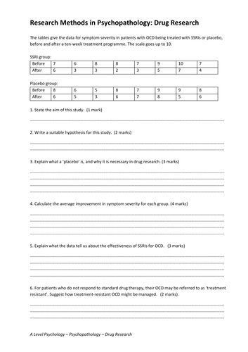 Research Methods exam questions - OCD | Teaching Resources