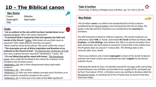 Eduqas Religious Studies A2 Christianity Topic 1D | Teaching Resources