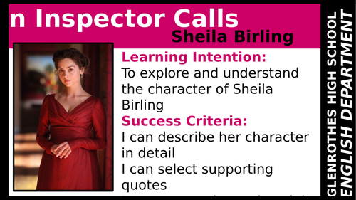 An Inspector Calls - Sheila Birling | Teaching Resources