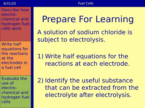 Electrochemical and Fuel Cells - Print Free Lesson | Teaching Resources