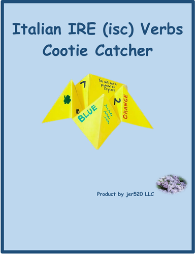 IRE isc Verbs in Italian Verbi IRE isc Cootie Catcher | Teaching Resources IRE isc Verbs in Italian Verbi IRE isc Cootie Catcher | Teaching Resources