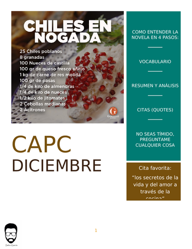 Como agua para chocolate - Diciembre(Analisys) | Teaching Resources