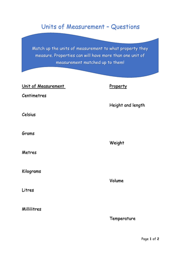 Y2 Maths - Units of Measurement (Free) | Teaching Resources