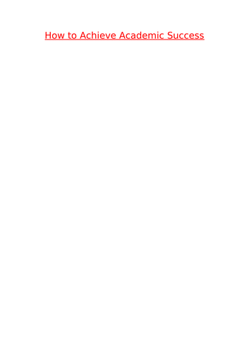 How to Achieve Academic Success | Teaching Resources