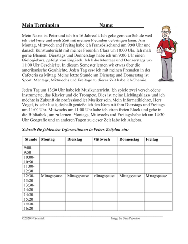 German School Subjects Reading: Schulfächer Lesung | Teaching Resources