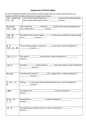 Components of fitness | Teaching Resources