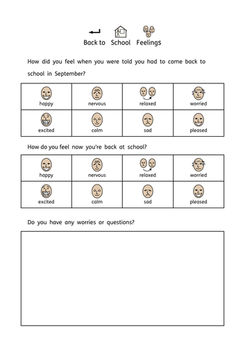 Back to School Feelings Reflection (Widgit) | Teaching Resources