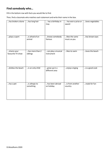 Find somebody who... | Teaching Resources