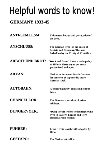 Nazi Germany 1933-1945 OCR GCSE Course | Teaching Resources
