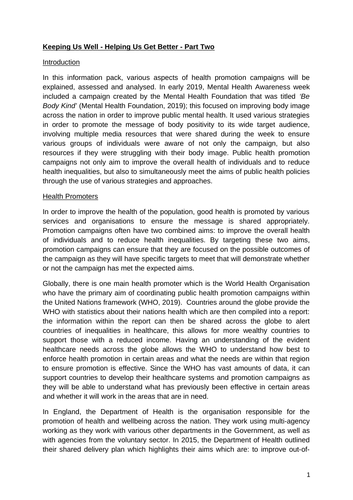 Health and Social Care Unit 8:Public Health Assignment A + B ...