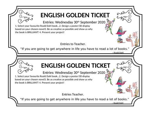 Roald Dahl Poster and ticket | Teaching Resources