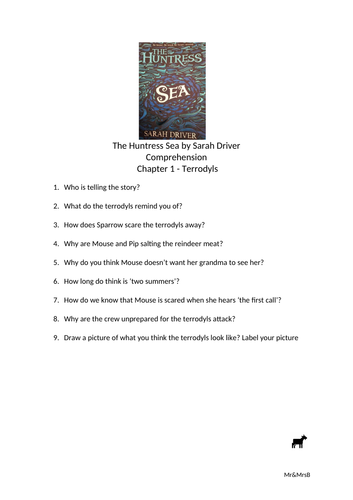 Comprehension The Huntress Sea by Sarah Driver | Teaching Resources