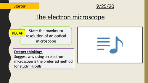 AQA A-Level New specification-The Electron Microscope-Section 2-Cells 3.2 (AQA spec 3.2.1.3 ...