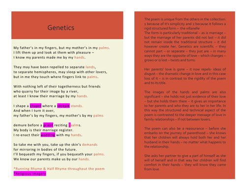 Genetics by Sinead Morrisey Annotations | Teaching Resources