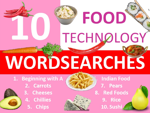 10 x Food Technology Wordsearches #15 Keyword Starters Settlers ...