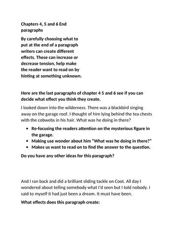 Skellig chapters 6 - 10 | Teaching Resources