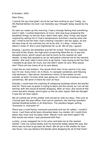 Diary entry - The Blitz | Teaching Resources