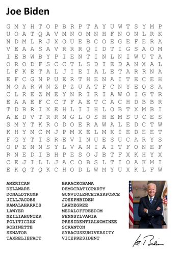Joe Biden Word Search | Teaching Resources