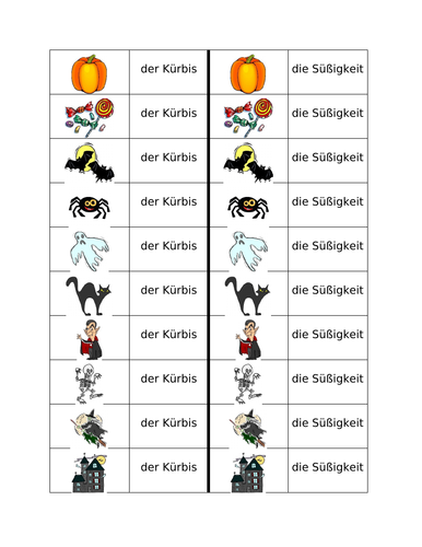 Halloween in German Dominoes | Teaching Resources