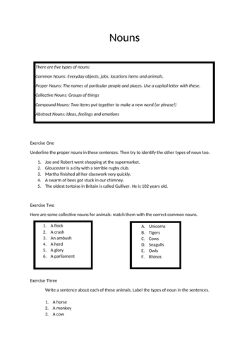 Nouns Power point and worksheet | Teaching Resources