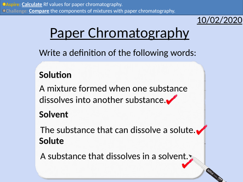 GCSE Chemistry: Paper Chromatography & Rf Values | Teaching Resources