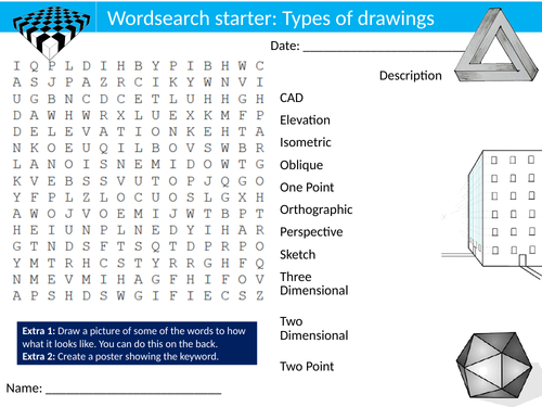 Types of Drawings Wordsearch Puzzle Sheet Keywords Settler Starter ...