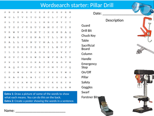 Pillar Drill Wordsearch Puzzle Sheet Keywords Settler Starter Cover ...