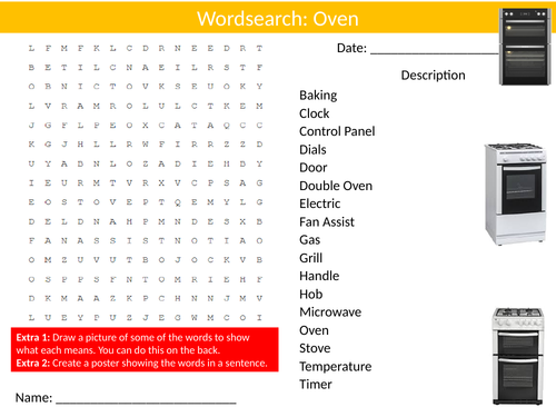 The Oven Cooker Wordsearch Puzzle Sheet Keywords Settler Starter Cover ...