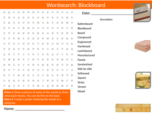 Blockboard Material Wordsearch Puzzle Sheet Keywords Settler Starter ...