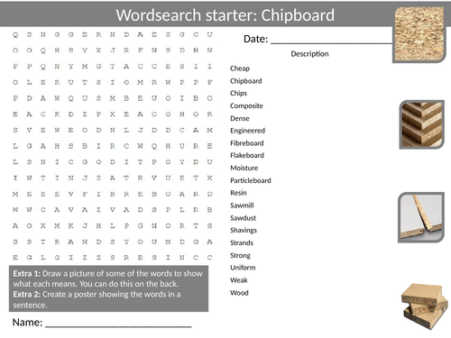 Chipboard Material Wordsearch Puzzle Sheet Keywords Settler Starter ...