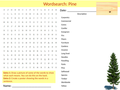 Pine Wood Material Wordsearch Puzzle Sheet Keywords Settler Starter ...