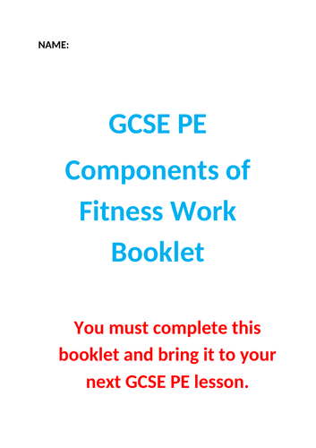 GCSE PE Components of Fitness Workbook | Teaching Resources