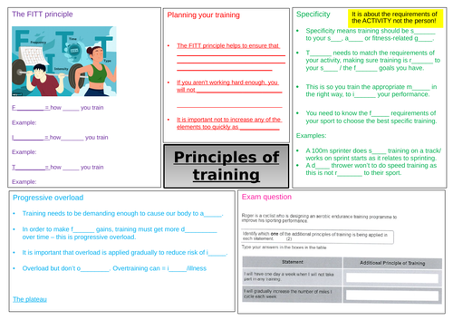 Level 2 BTEC Sport - Principles of training revision sheets - Unit 1 ...