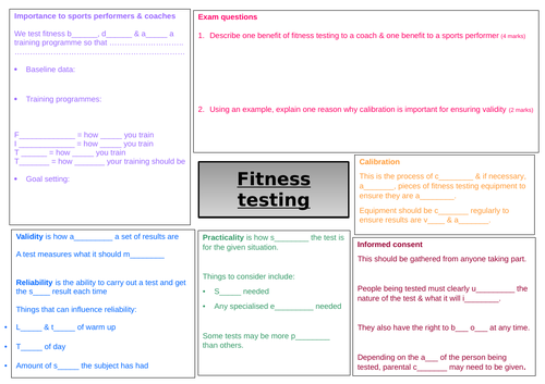 Level 2 BTEC Sport - Fitness testing revision sheet - Unit 1 | Teaching ...