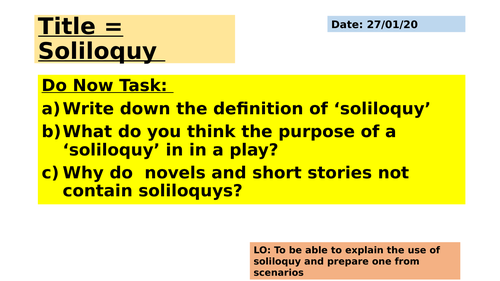 Introduction to Soliloquy | Teaching Resources