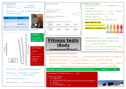 Level 2 BTEC Sport - Fitness tests revision sheets unit 1 | Teaching ...