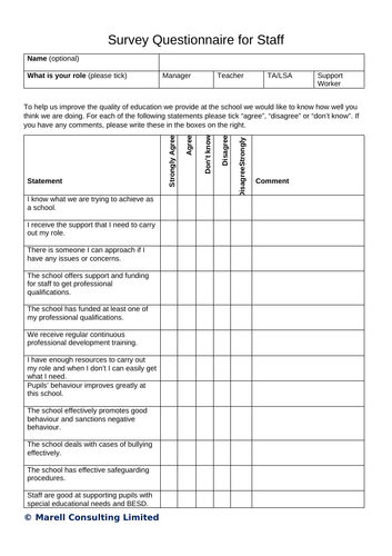 Staff Survey | Teaching Resources