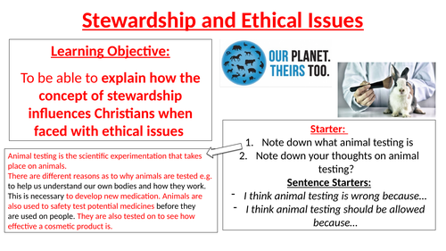 Stewardship and Ethical Issues - Animal Testing | Teaching Resources