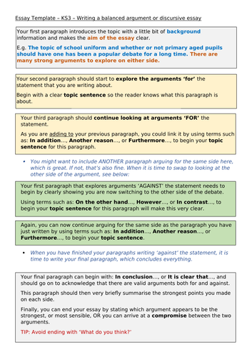 Discursive Essay: Step by Step Template | Teaching Resources Discursive Essay: Step by Step Template | Teaching Resources