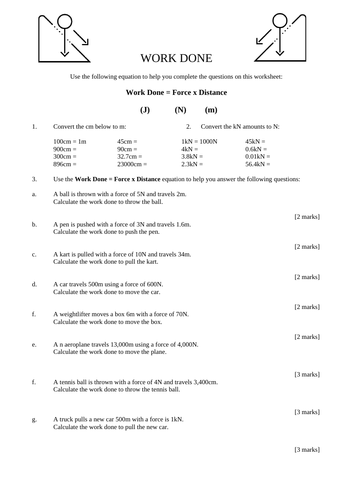 GCSE Physics Work done Calculations Worksheet with Answers | Teaching ... GCSE Physics Work done Calculations Worksheet with Answers | Teaching ...