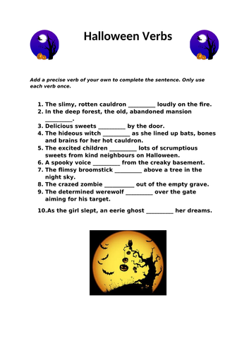 Halloween Verbs | Teaching Resources