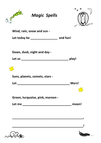 Magic Spells Wish Writing Frames Rhyming Teaching Resources