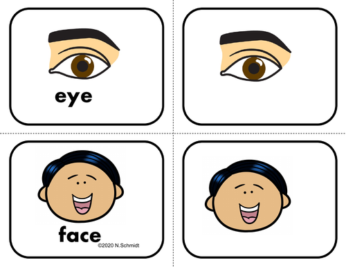 Body Parts Flashcards: 26 Flashcards/Memory/Matching Game (ESL /EFL ...